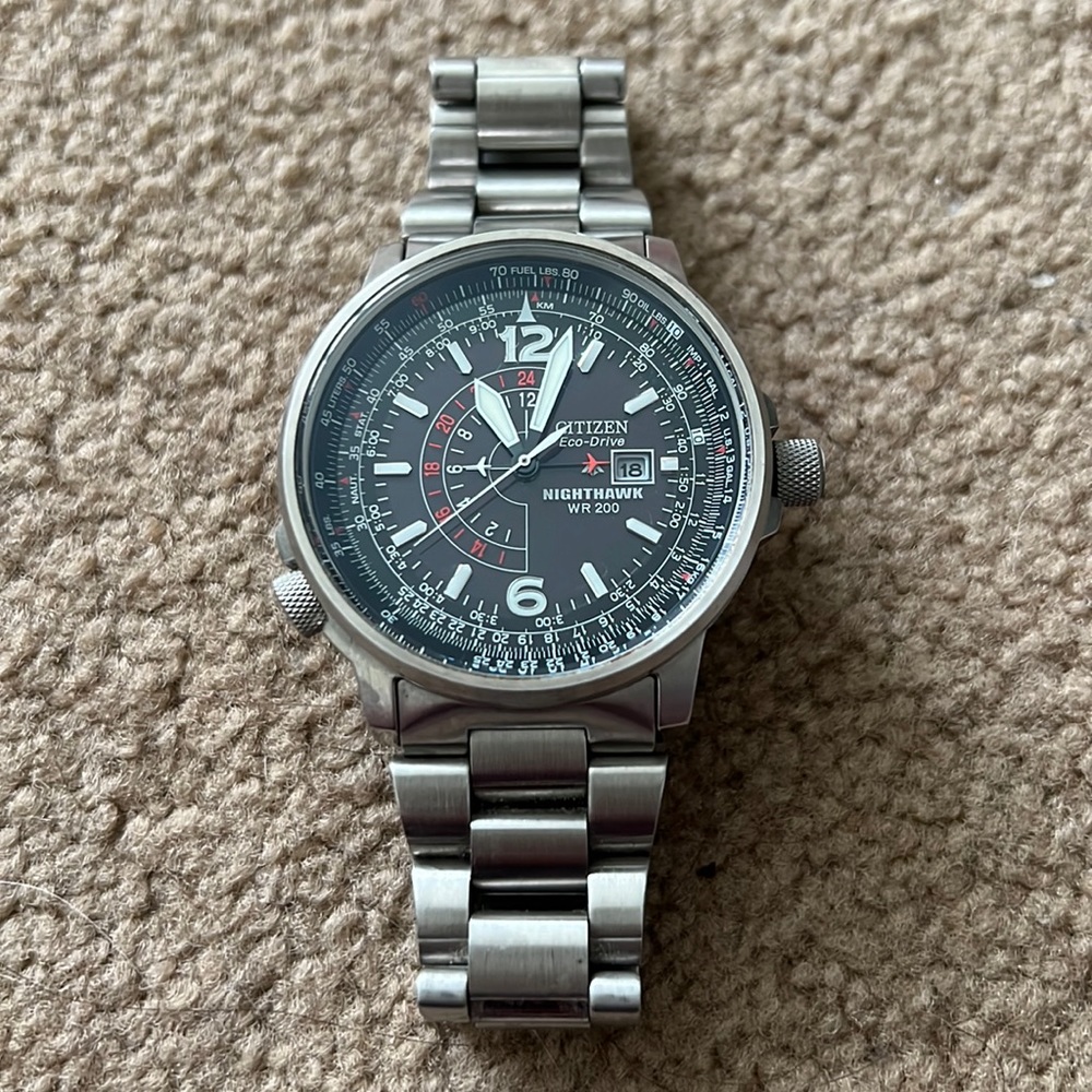 Men’s Citizen Eco-Drive Nighthawk Pilot Wr200 Watch - Gem